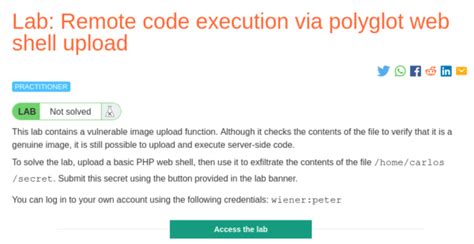 Remote Code Execution Via Polyglot Web Shell Upload Portswigger Write Up Deep Hacking