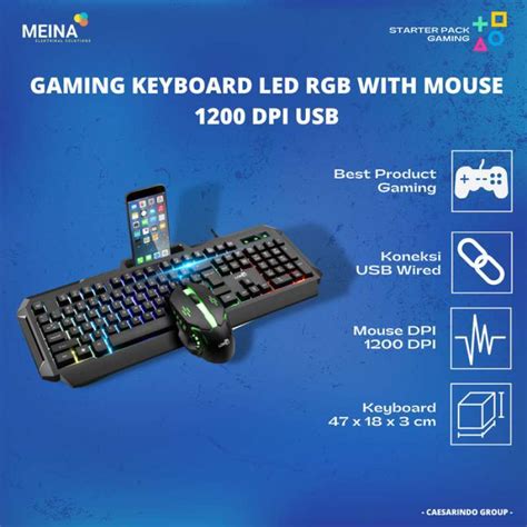 Promo Paket Keyboard Mouse Gaming Rgb Light Set Keyboard Laptop With