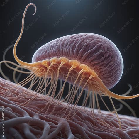 Eukaryotic Flagella Escherichia Coli Bacteria Illustration 3d Render