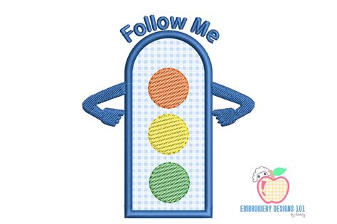 Applique Design Of Traffic Signal Digital Machine Embroidery Design
