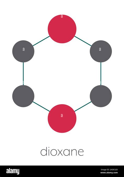 Dioxane 1 4 Dioxane Solvent Molecule Stylized Skeletal Formula Chemical Structure Atoms