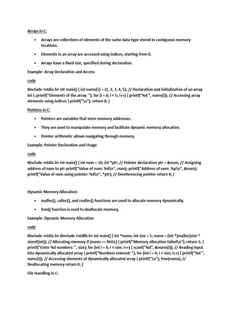 C Array And Pointers Pdf Pointer Computer Programming Computer