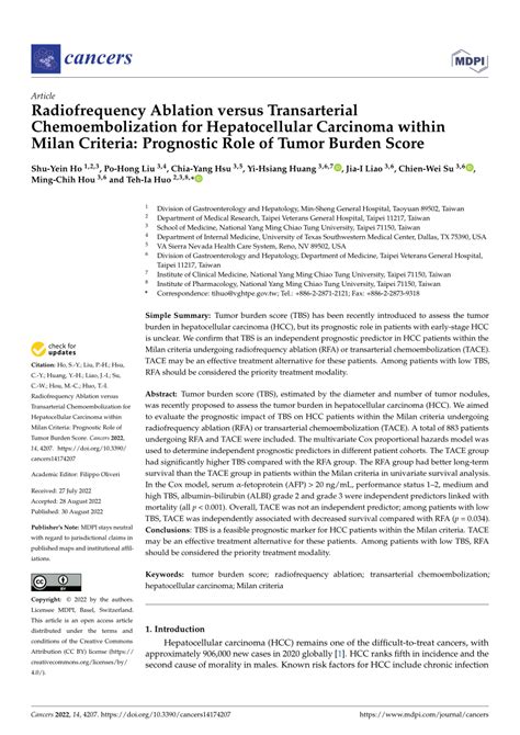 Pdf Radiofrequency Ablation Versus Transarterial Chemoembolization