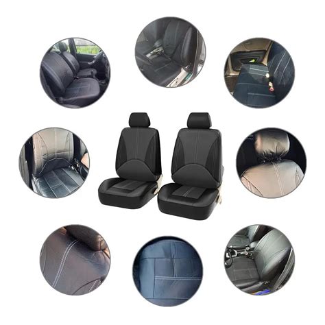 자동차 시트 커버 사계절 앞 좌석 블랙 인조 가죽 자동차 시트 커버 세트 유니버설 자동차 액세서리 인테리어 시트 프로텍터자동차 시트 커버 Aliexpress