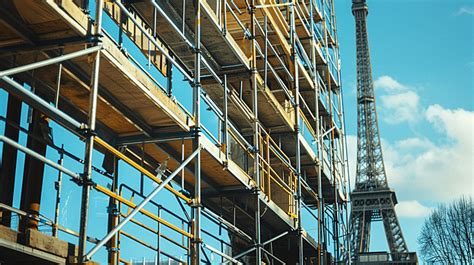 Steel Scaffolding At Construction Background Building Construction