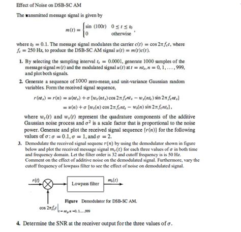 Effect Of Noise On DSB SC AM The Transmitted Message Chegg