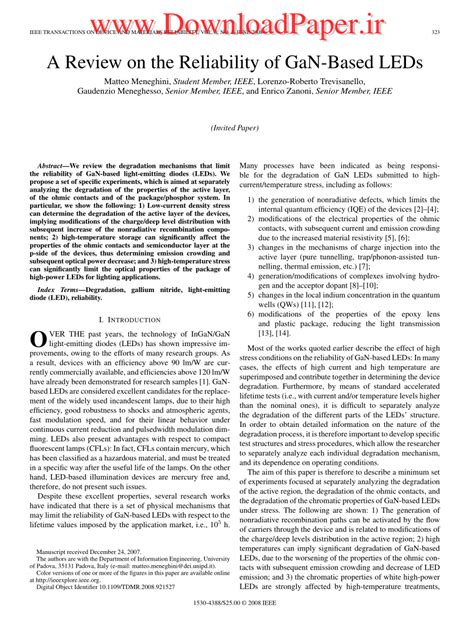 Pdf Review On The Reliability Of Gan Based Leds