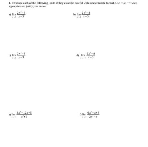 solved 1 evaluate each of the following limits if they