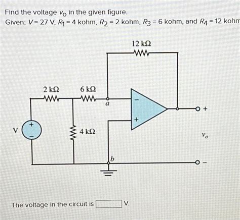 Solved Find The Voltage Vo In The Given Figure Given V Chegg Com
