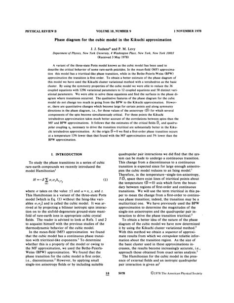 Pdf Phase Diagram For The Cubic Model In The Kikuchi Approximation