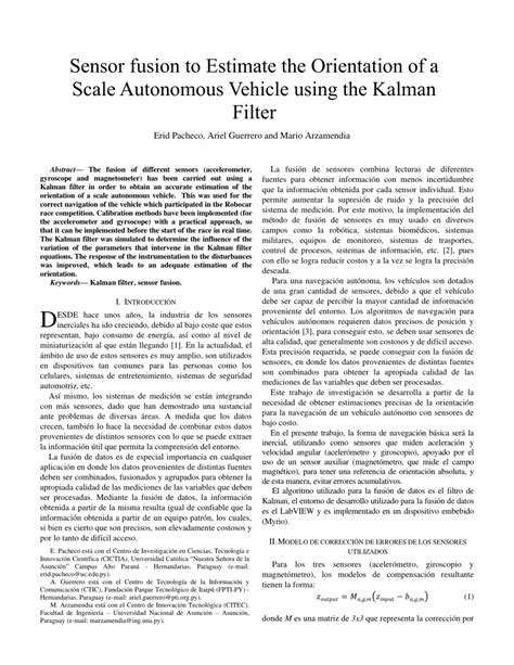 pdf sensor fusion to estimate the orientation of a scale autonomous