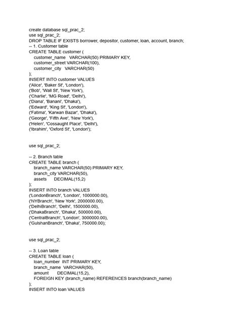 Sql Database Creation And Tables Pdf Data Model Information Retrieval