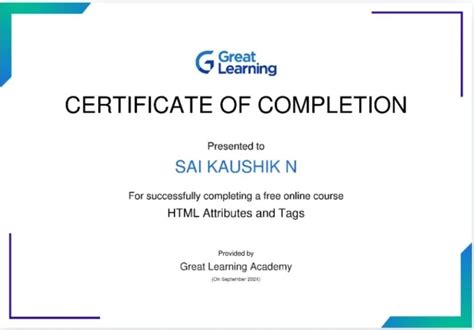 Sai Kaushik On Linkedin Html Webdevelopment Lifelonglearning Greatlearning Careergrowth