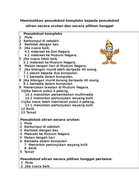 Memisahkan Pseudokod Kompleks Kepada Pseudokod Aliran Secara Urutan Dan Secara Pilihan Tunggal Pdf