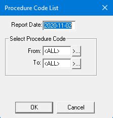 Procedure Code List
