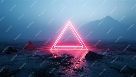 Abstract Landscape Background With Triangular Geometric Frame Premium
