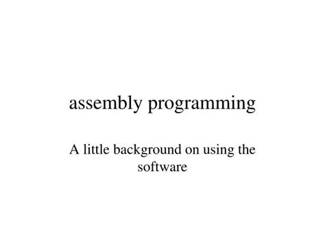 Ppt Assembly Programming Powerpoint Presentation Free Download Id