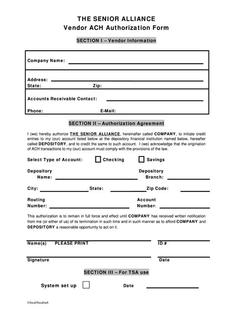 Business Ach Authorization Form