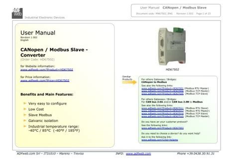 CANopen Modbus Slave ADFWeb Com