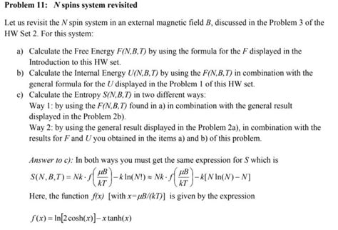solved problem 11 n spins system revisited let us revisit