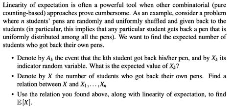 Solved Linearity Of Expectation Is Often A Powerful Tool Chegg