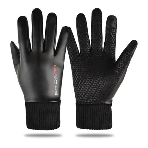 Badu Bg Мъжки зимни кожени ръкавици подходящи за шофиране риболов и езда Badu Bg