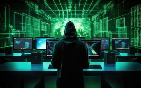 premium ai image a hacker types a digital code on a laptop keyboard
