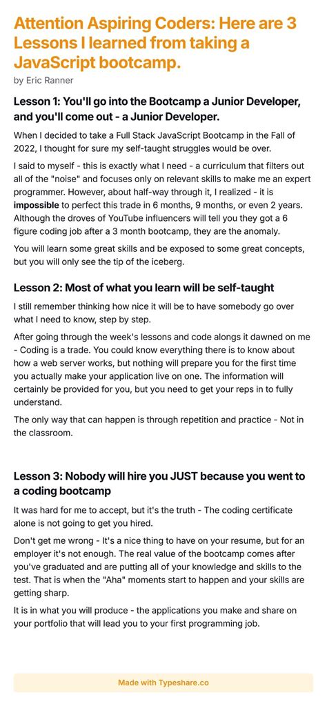 Eric Ranner On Linkedin Attention Aspiring Coders Here Are 3 Lessons