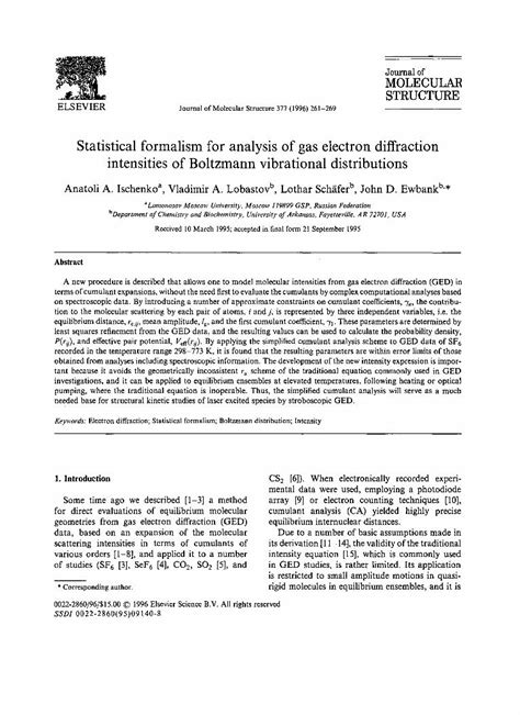 PDF Statistical Formalism For Analysis Of Gas Electron Diffraction Intensities Of Boltzmann