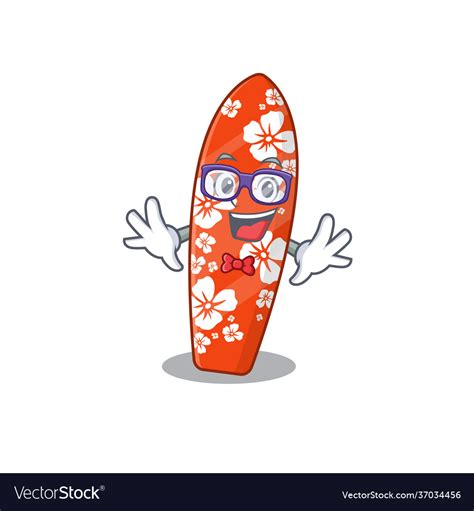 A Caricature Nerd Surfboard Wearing Weird Glasses Vector Image