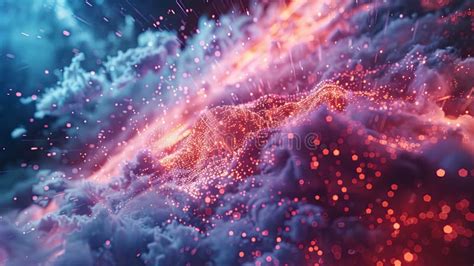 An Abstract Image Depicting Cloud Computing With Glowing Digital Elements Symbolizing Data