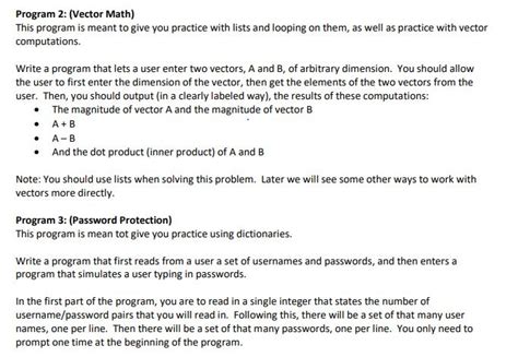 Solved Program Vector Math This Program Is Meant To Chegg