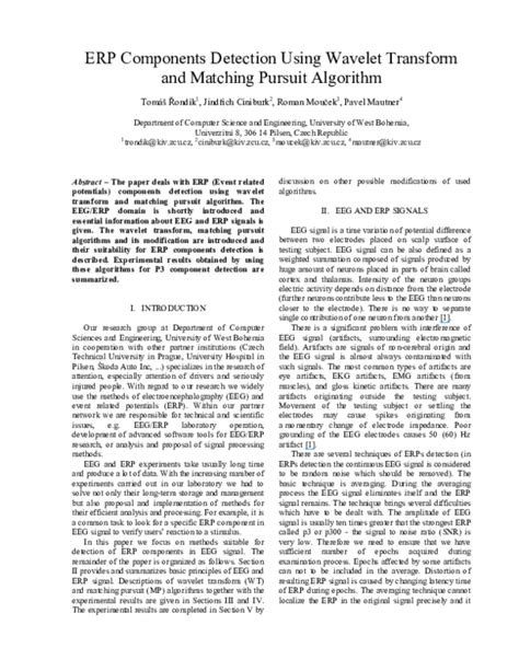 Pdf Erp Components Detection Using Wavelet Transform And Matching Pursuit Algorithm