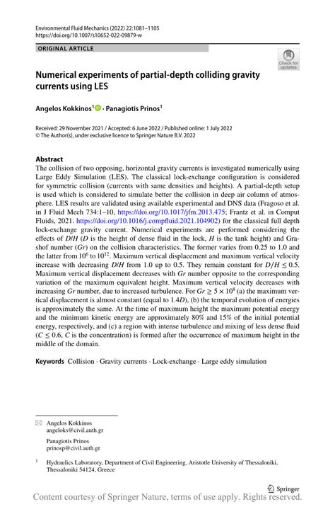 Numerical Experiments Of Partial Depth Colliding Gravity Currents Using