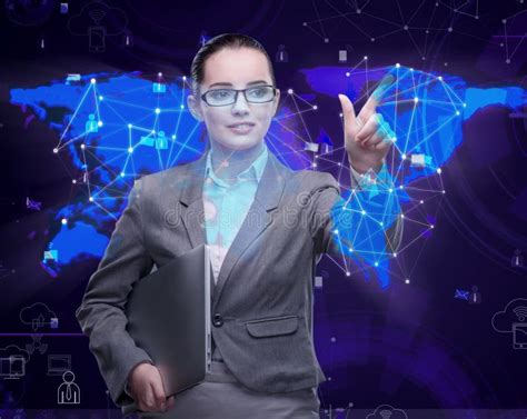 Woman In Social Data Management Concept Stock Image Image Of Interaction Cloud 332185525