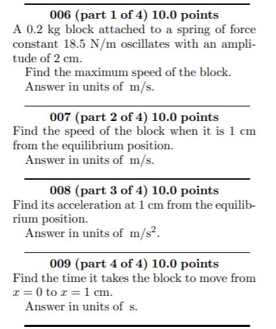 Solved 006 Part 1 Of 4 10 0 Points A 0 2 Kg Block Attached Chegg Com