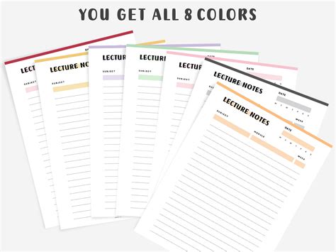 Printable Lecture Notes Template For School And College Planners