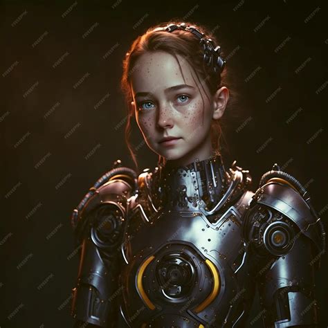 Premium Photo | Young attractive girl halfrobot or a humanoid android with mechanical body parts ...