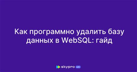 Как программно удалить базу данных в Websql гайд