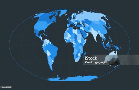 World Map Mcbrydethomas Flatpolar Quartic Pseudocylindrical Equalarea Projection Futuristic