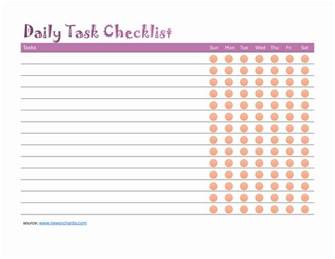 Free Pdf Weekly Checklist Templates