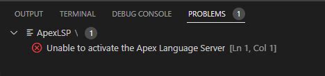 VS Code Apex Language Server Error Salesforce Stack Exchange