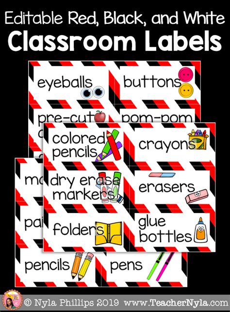 Classroom Labels With Pictures In 36 Editable Themes Nylas Crafty Teaching