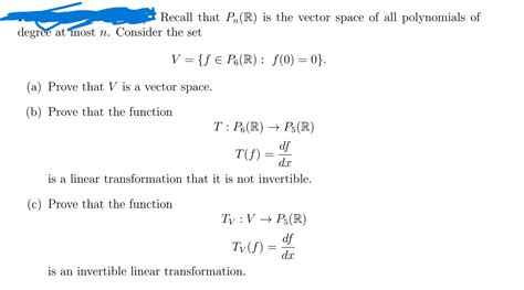 Solved Recall That Pn R Is The Vector Space Of All Chegg