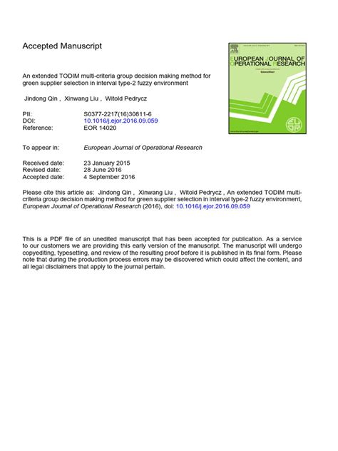 26an Extended Todim Multi Criteria Group Decision Making Method For Green Supplier Selection In