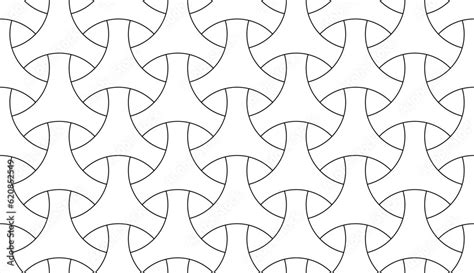Seamless Surface Pattern Design With Traditional Japanese Ornament Three Pronged Blocks