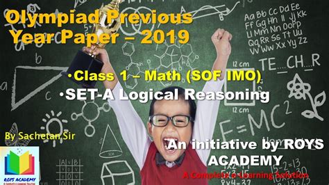 Olympiad Class 1 Math Imo Logical Reasoning Section 2019 Sof Math Imo Previous Year Paper Set