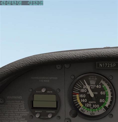 Default Cessna 172 Indicating Negative Airspeed On The Airspeed Indicator Xp11 Technical