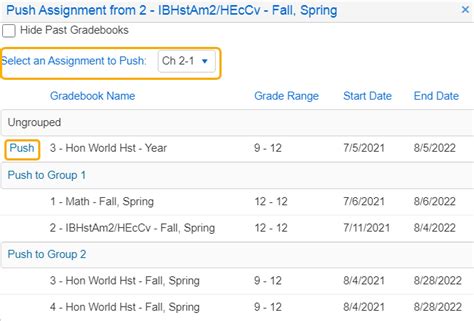 Push Assignment To Other Gradebooks Aeries Software
