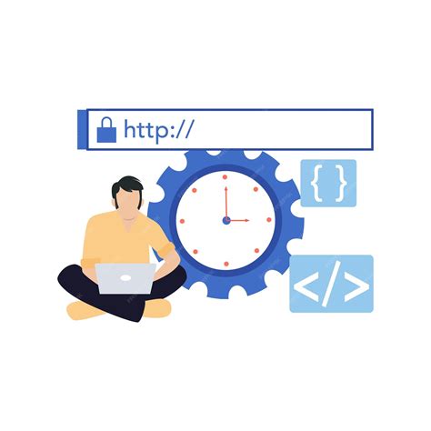 Premium Vector Guy Is Working On Time Management Coding